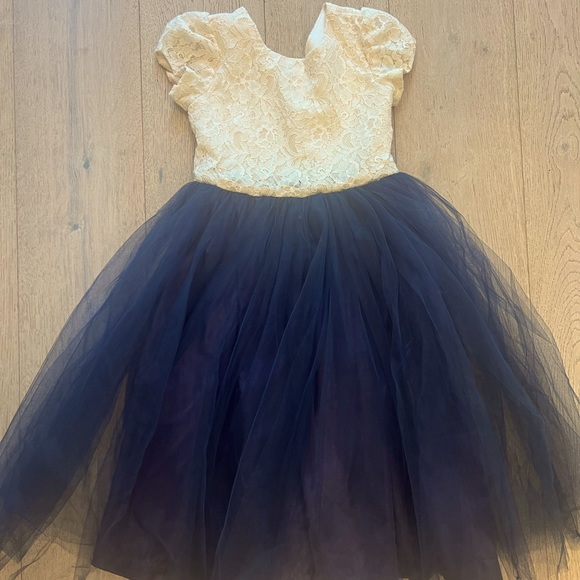 Dresses | Fancy Kids Dress Custom Made Tulle Bottom Cream Lace Top Size ...